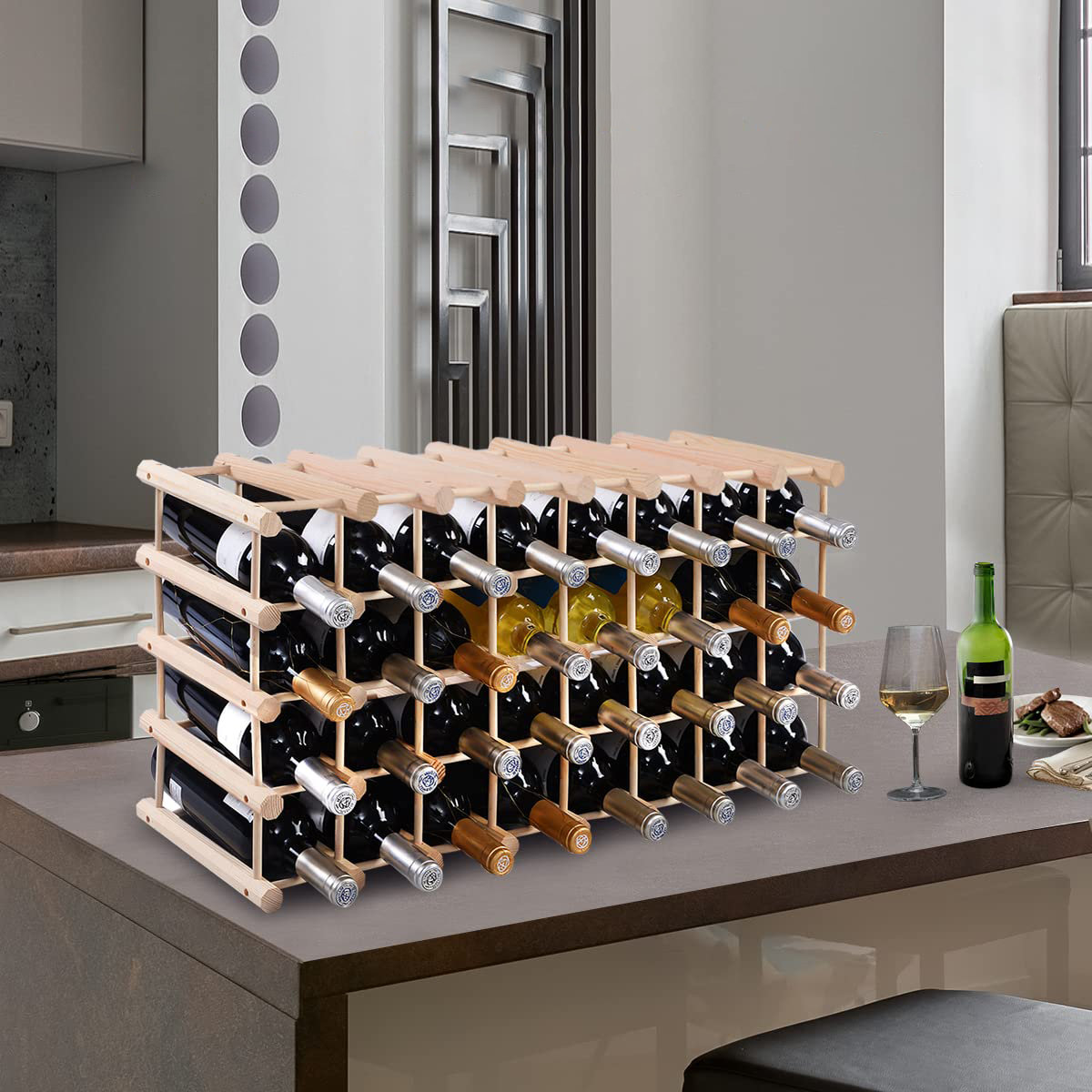 Belfry Kitchen Wine Rack Free Standing Wine Storage Organizer Display ...