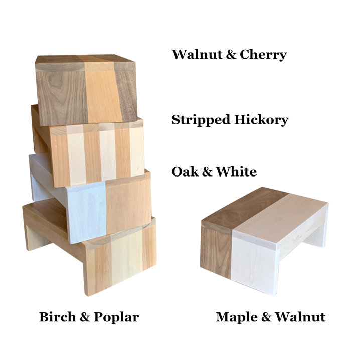 Gracie Oaks Modern Wood Step Stool In Walnut Cherry | Wayfair