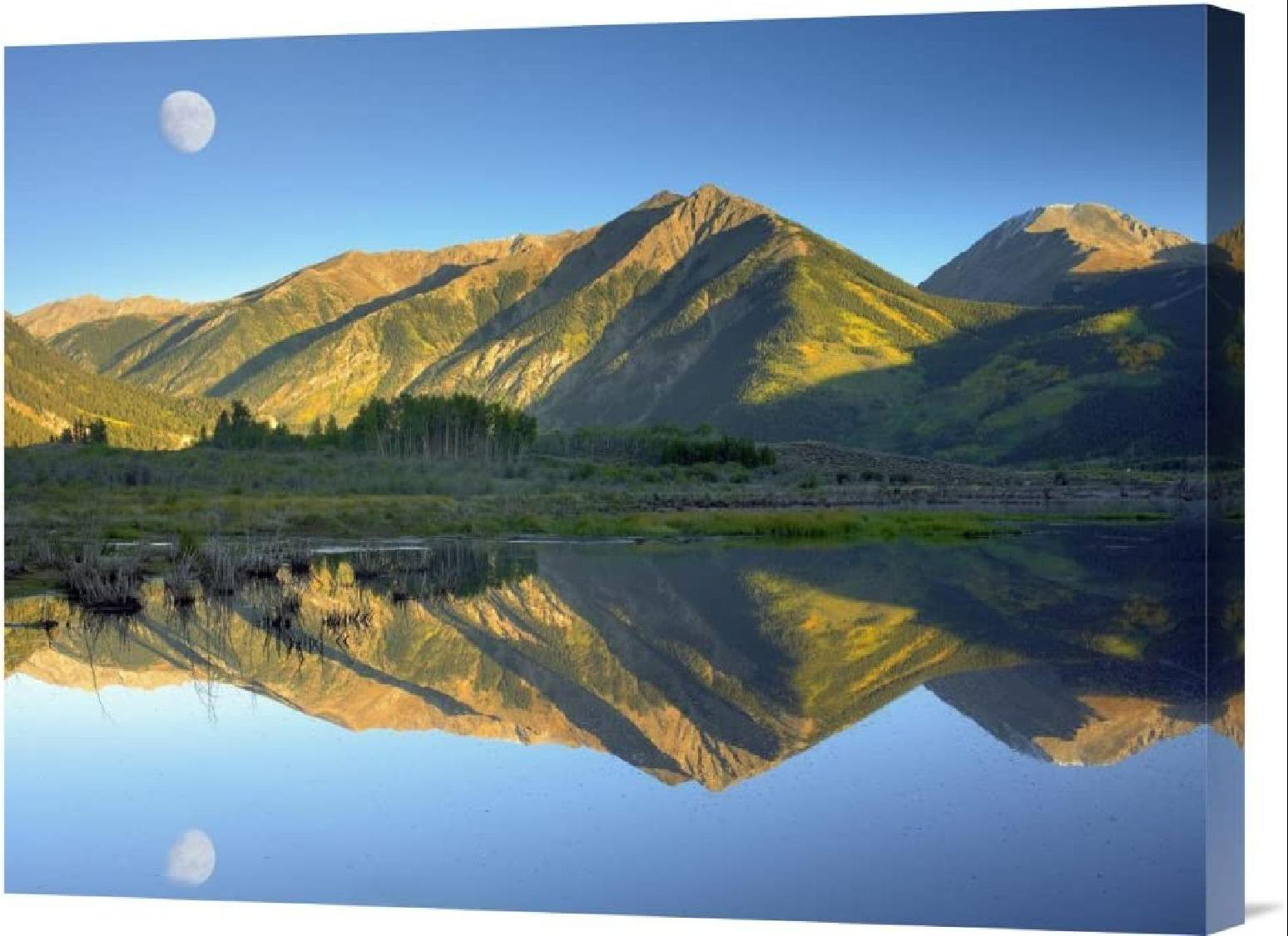 Max Furniture Moon And Twin Peaks Reflected In Lake Colorado Wr Moon ...