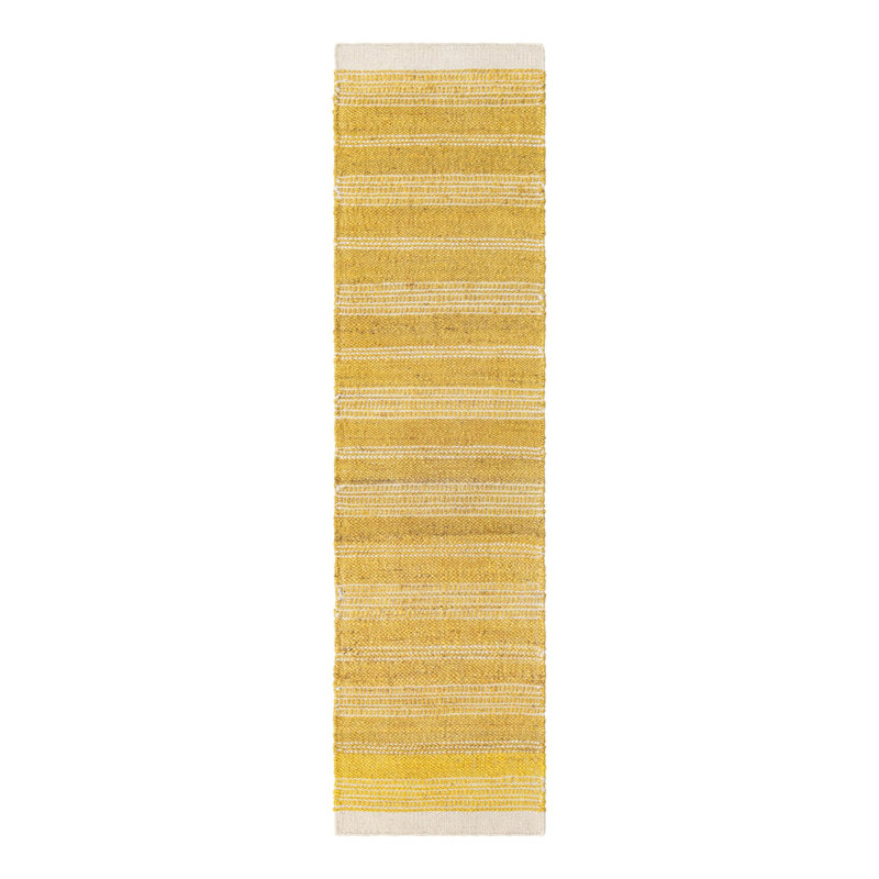 Dovecove Handmade Hand-Knotted Yellow/White Rug | Wayfair