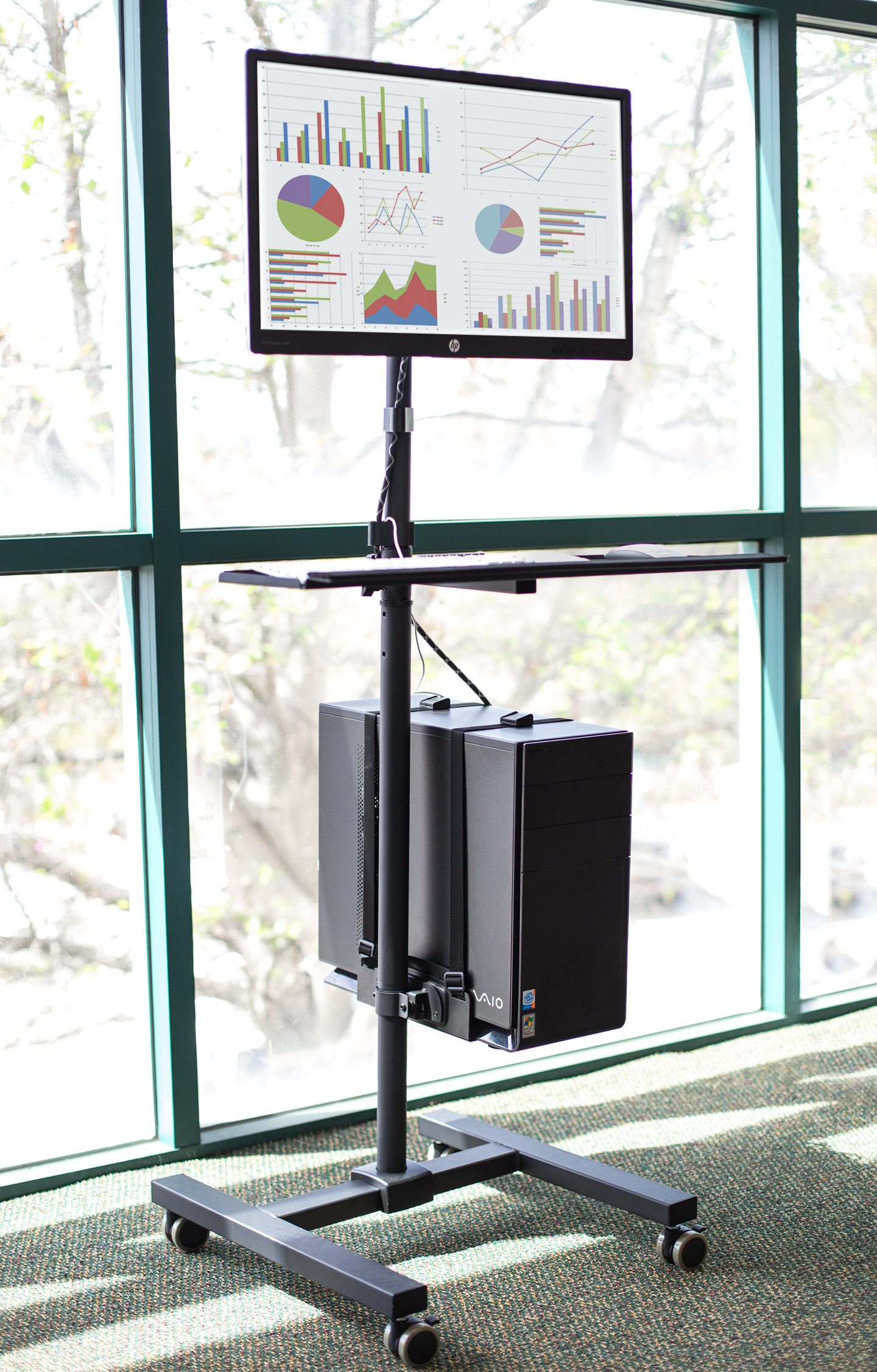 Mount-It! Height Adjustable Rolling Computer Cart, Workstation with ...