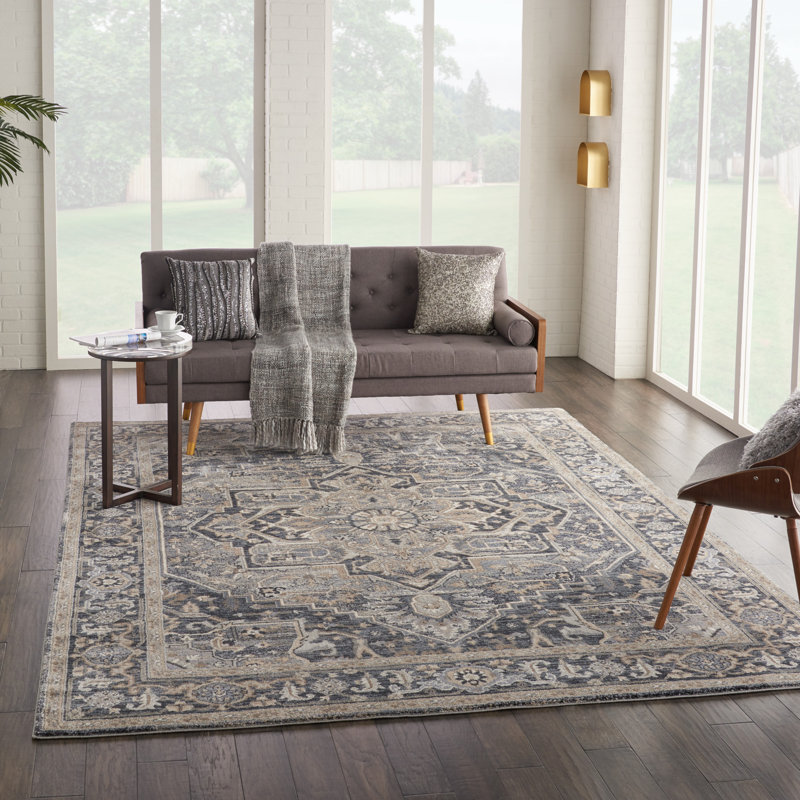 Bungalow Rose Melani Performance Blue/Beige Rug & Reviews | Wayfair