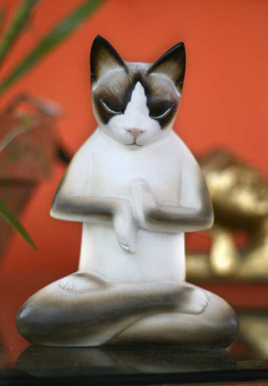 Trinx Clarine Breathing Yoga Cat Wood Figurine | Wayfair