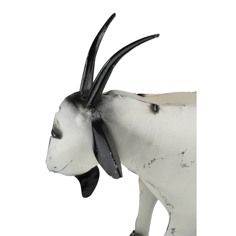 August Grove® Basilico Medium Recycled Metal Goat Statue & Reviews ...