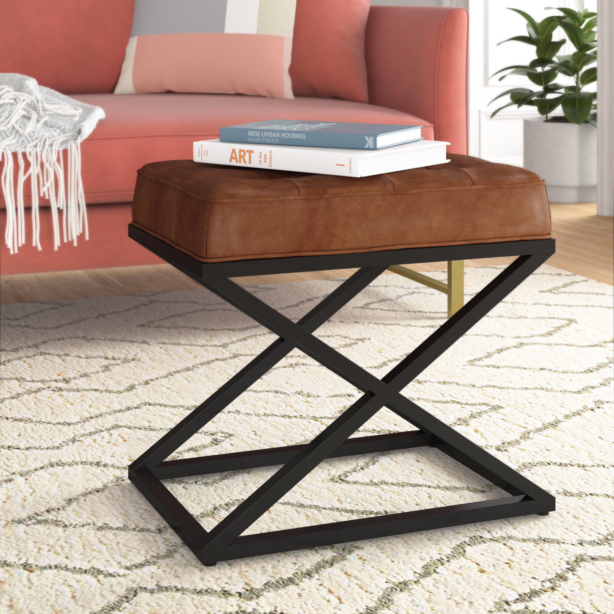AllModern Pearson Leather Ottoman & Reviews | Wayfair