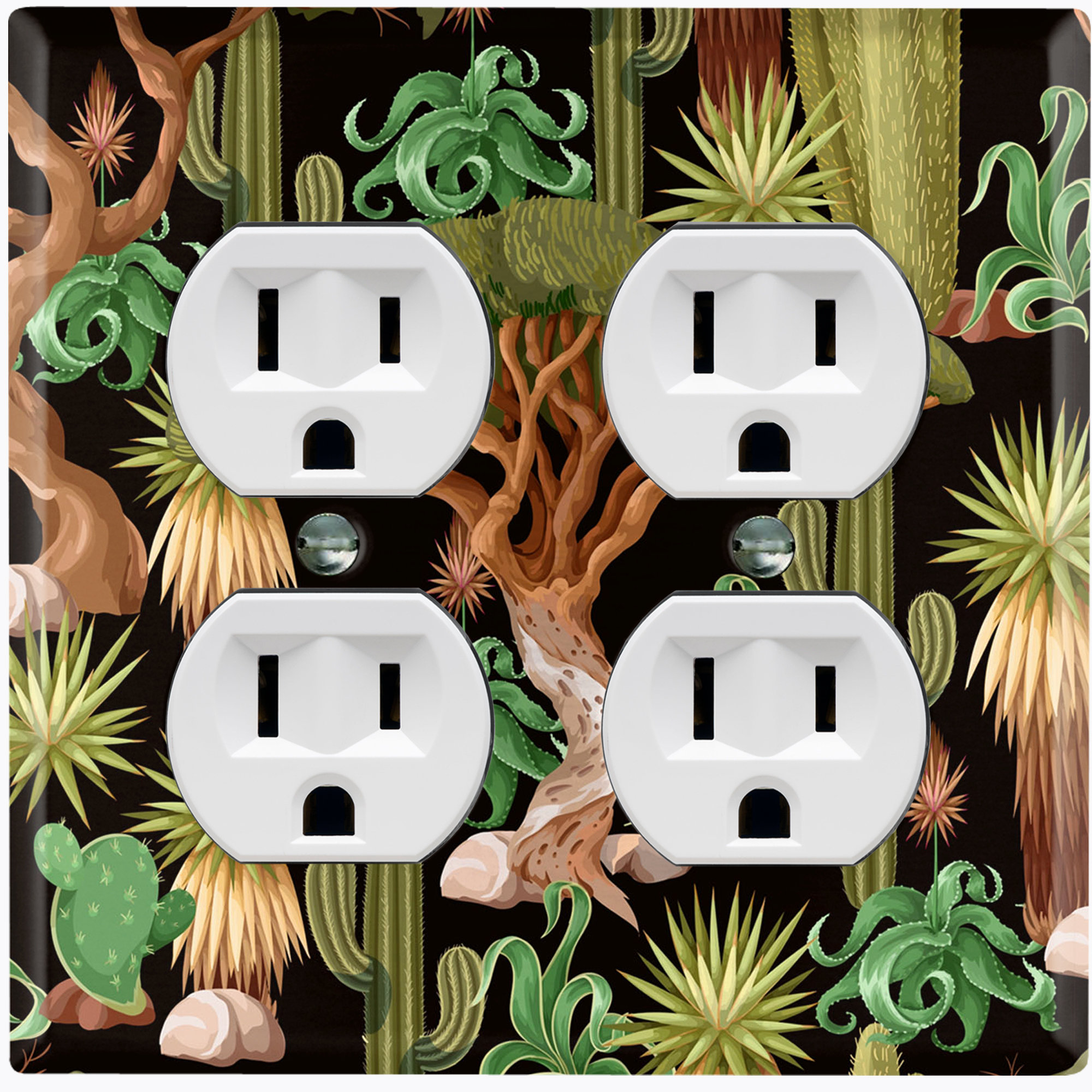 WorldAcc Tree Desert Palm Plants 2-Gang Duplex Outlet Wall Plate | Wayfair