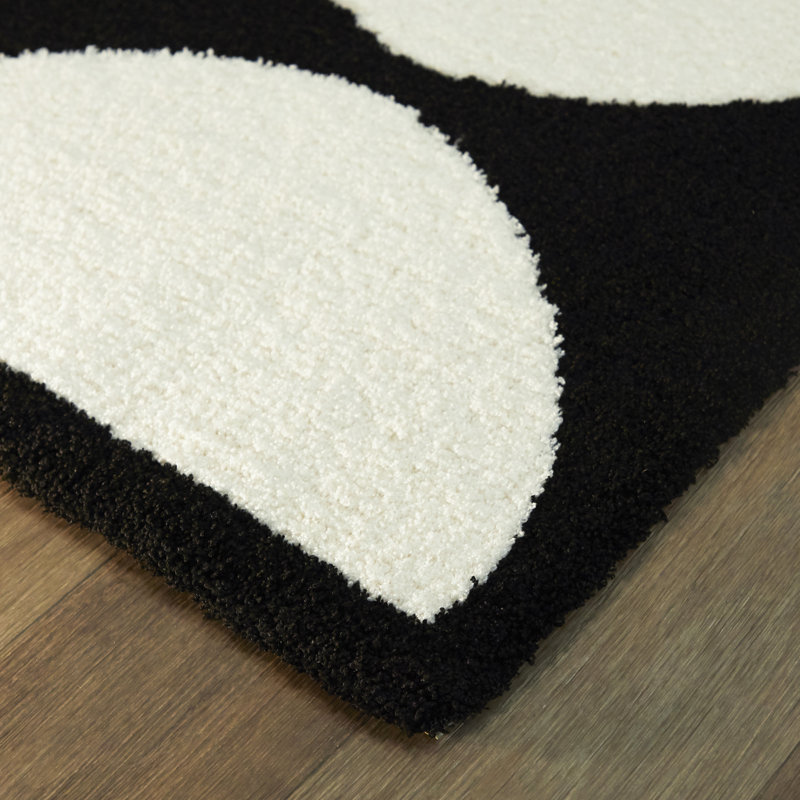 Etta Avenue™ Donna Performance White/Black Rug & Reviews | Wayfair