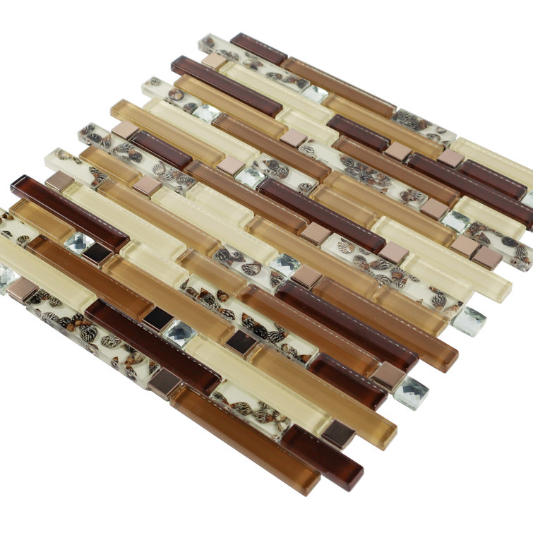Symple Stuff Cevallos Random Sized Glass Linear Mosaic Wall Tile | Wayfair