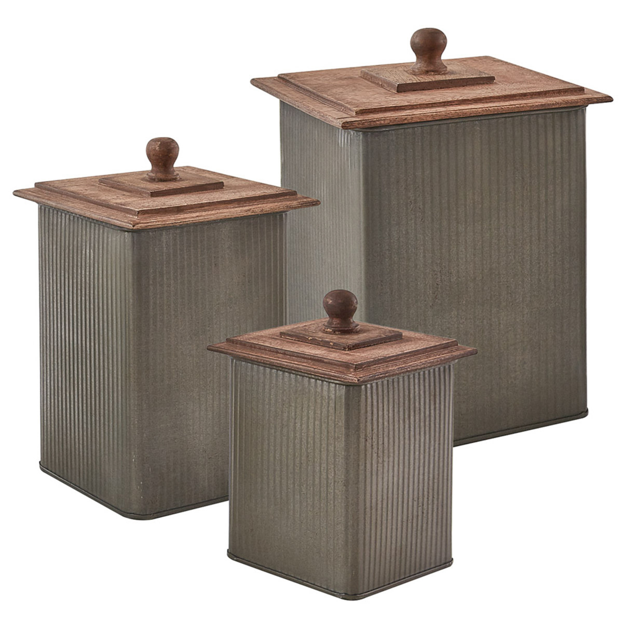 Williston Forge Norwood Canisters With Wood Lids Set | Wayfair