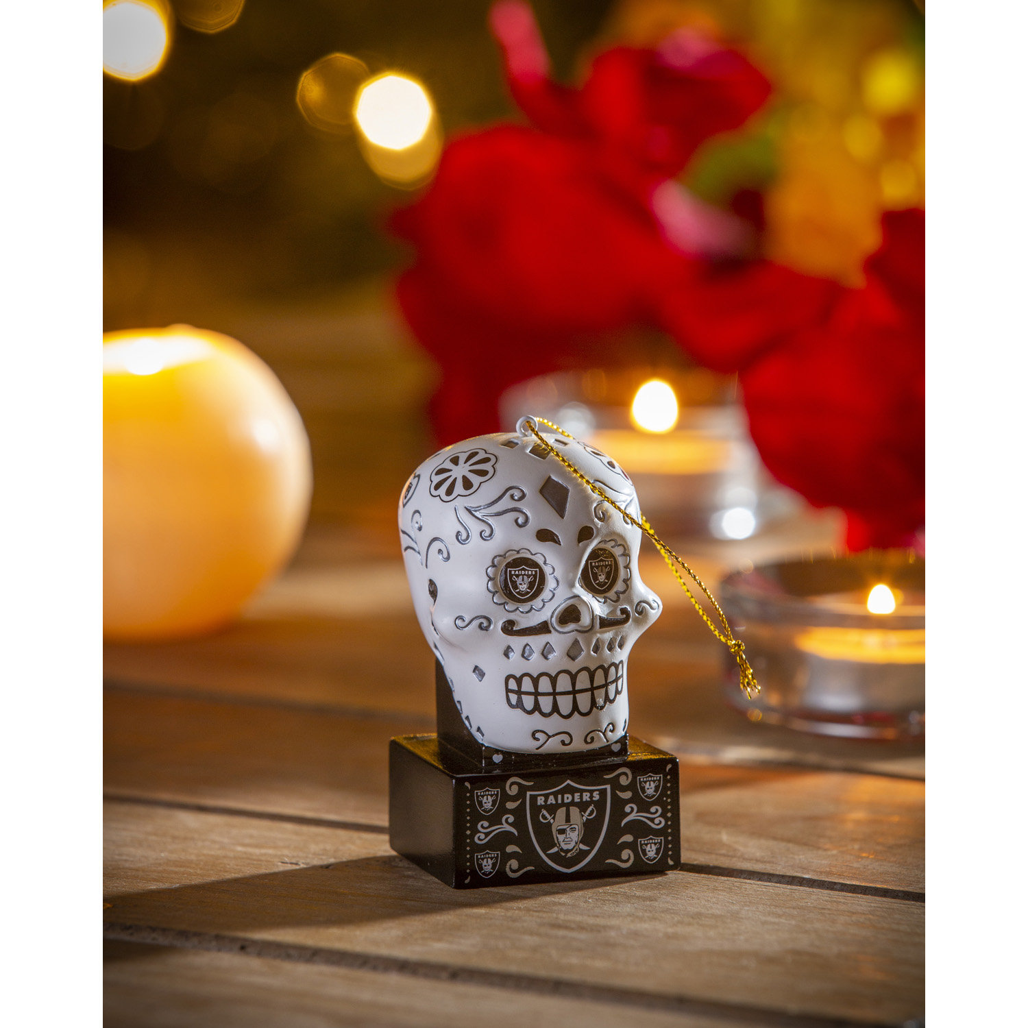 The Holiday Aisle® Las Vegas Raiders Sugar Skull Hanging Figurine ...