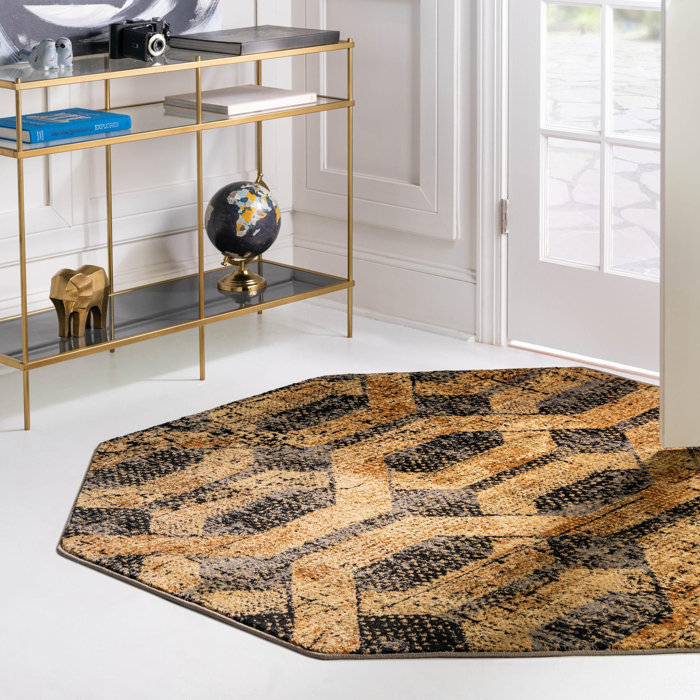 17 Stories Performance Brown/Gray Rug | Wayfair