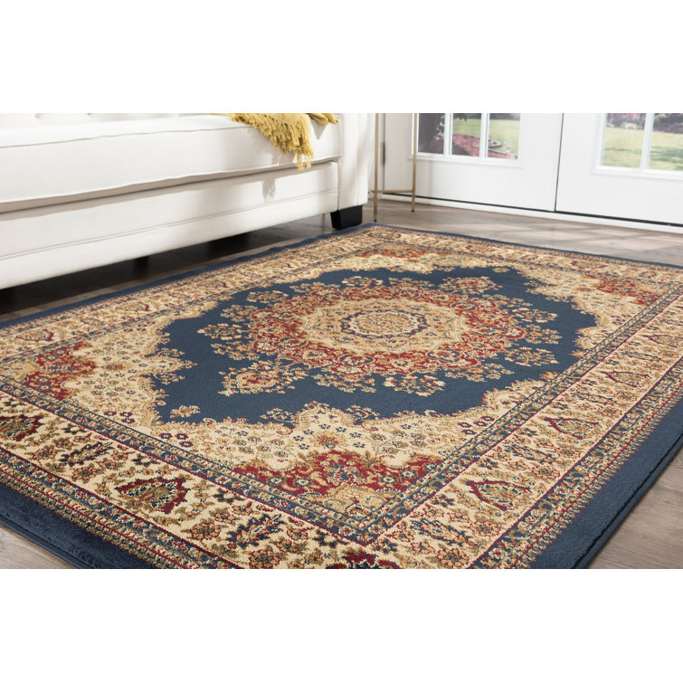 Astoria Grand Clarence Oriental Navy Blue/Beige Area Rug & Reviews ...