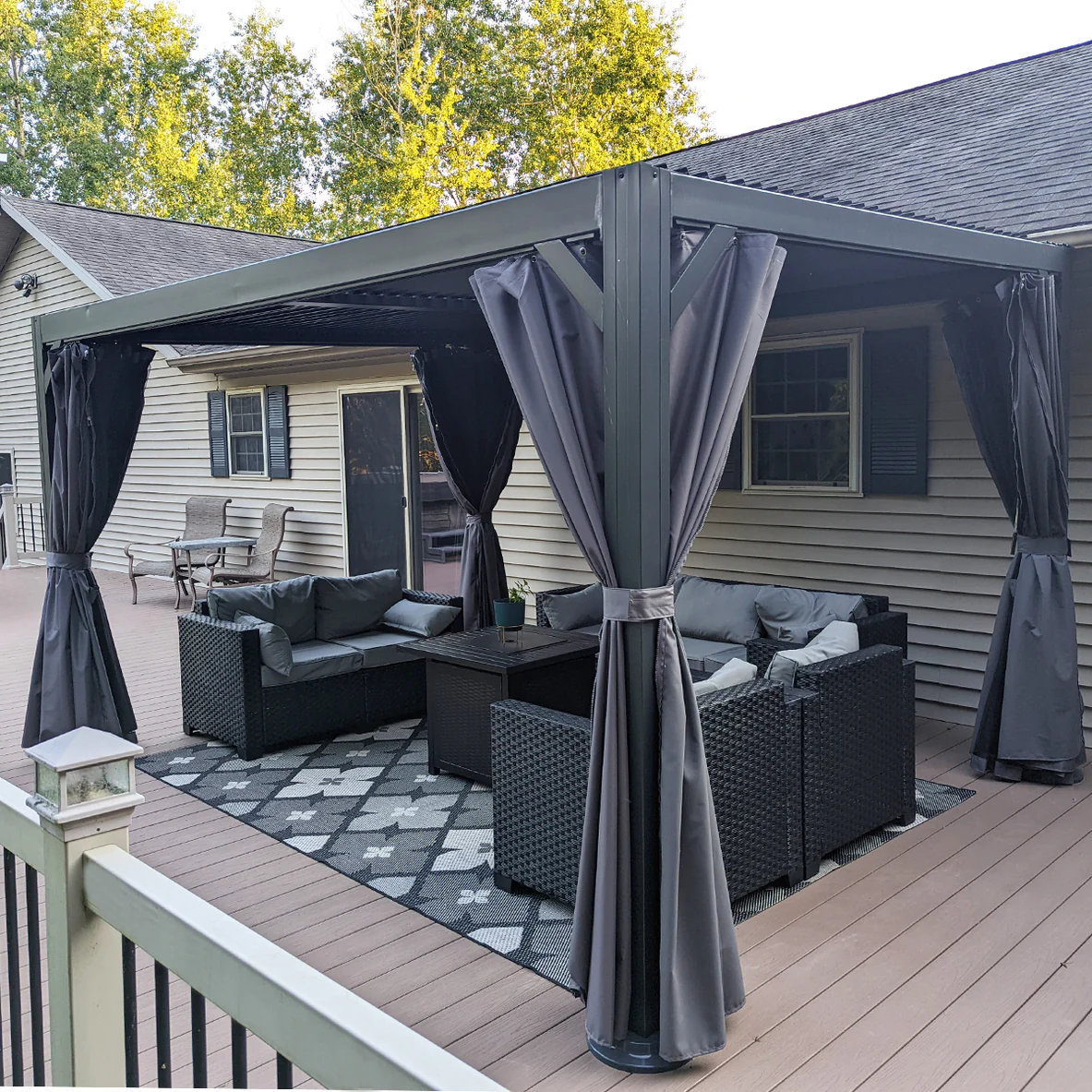 Purple Leaf 13 Ft. W x 10 Ft. D Aluminum Pergola with Canopy | Wayfair