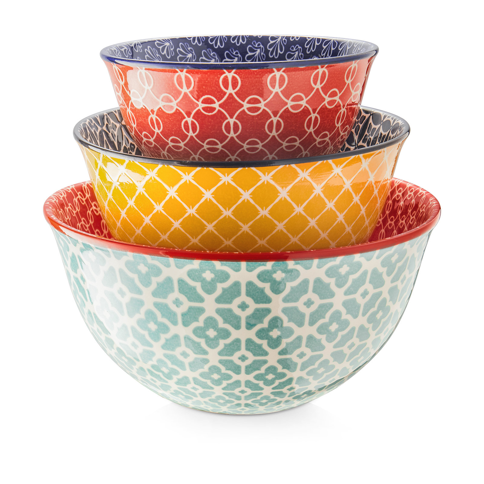 DOWAN Porcelain 3 Piece Mixing Bowl Set | Wayfair
