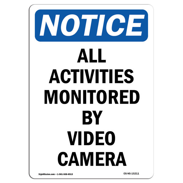 SignMission All Activities Monitored by Video Camera Sign | Wayfair