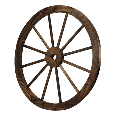 Gracie Oaks Round Wood Cartwheel Wagon Wheel Wall Décor | Wayfair