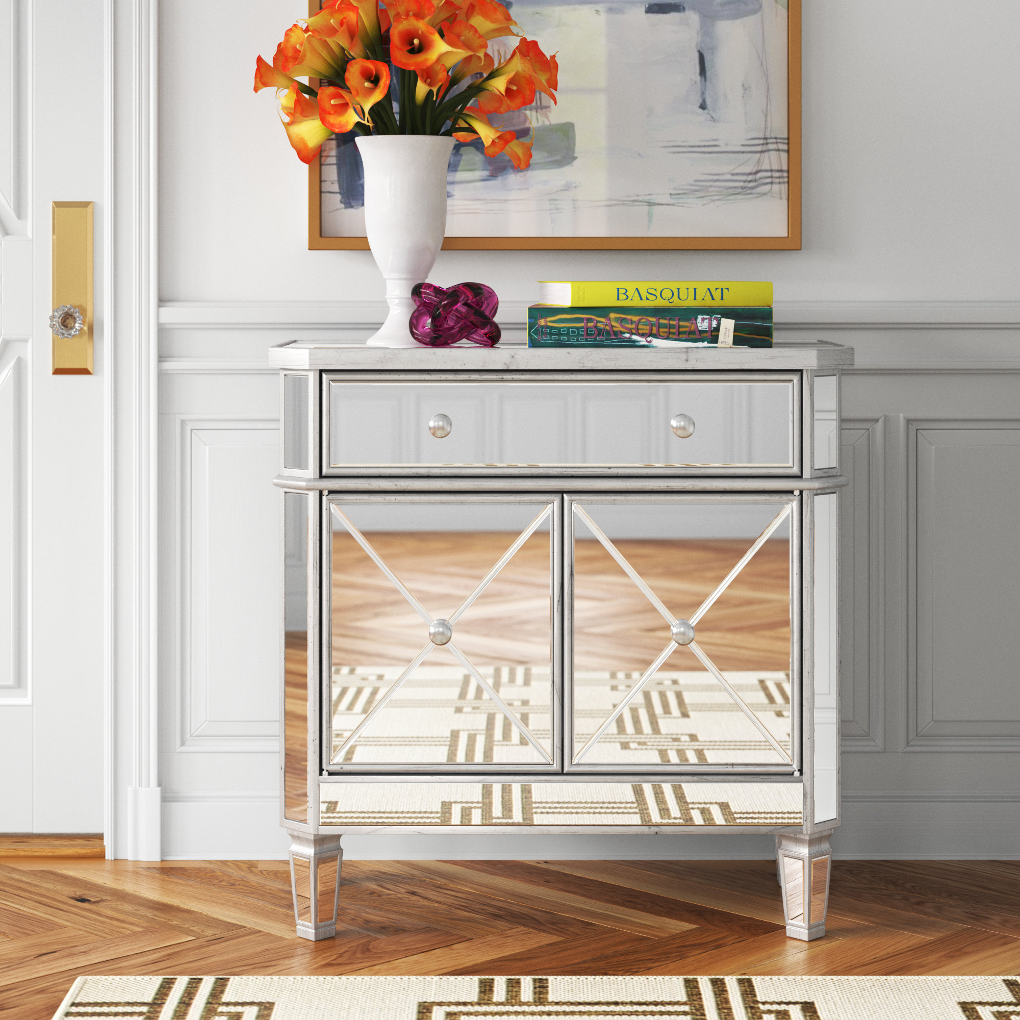Etta Avenue™ Acantha 2 - Door Mirrored Accent Cabinet & Reviews | Wayfair