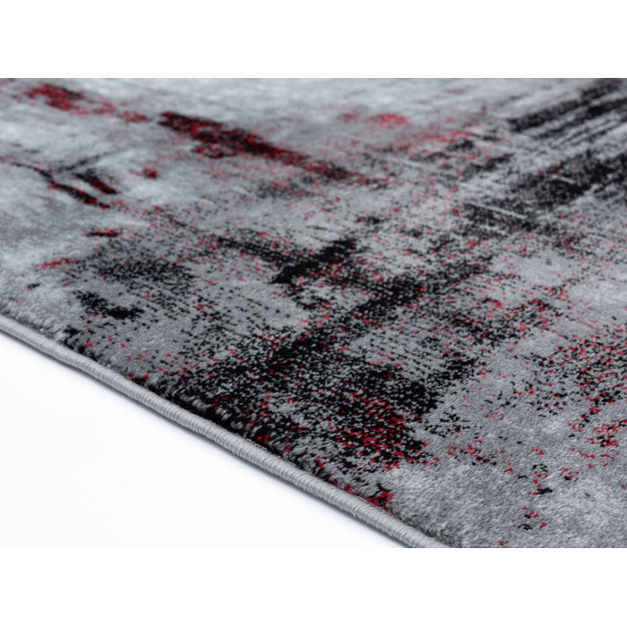 17 Stories Hellie Performance Red/Gray Rug & Reviews | Wayfair