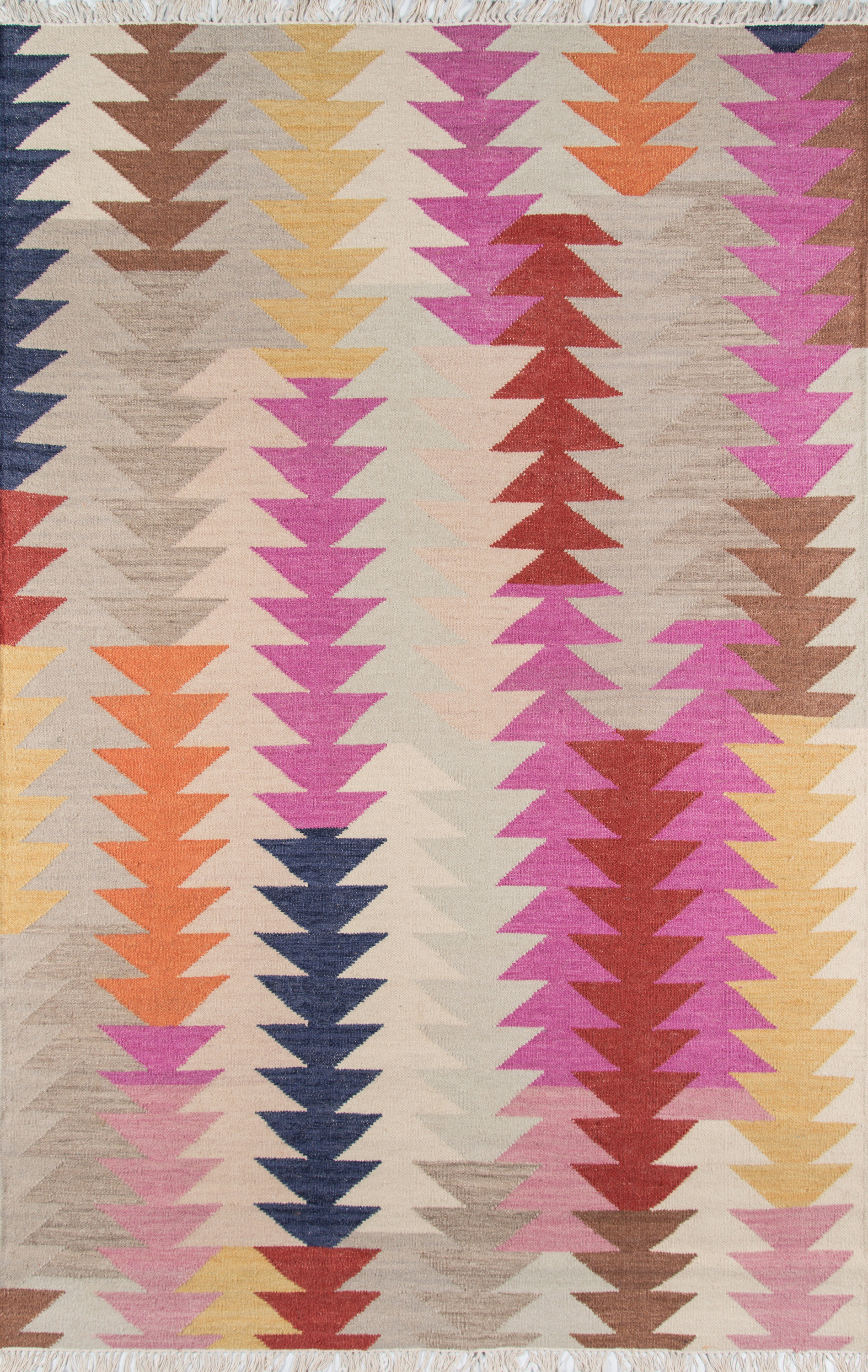 AllModern Bronson Geometric Handwoven Wool Gray/Pink/Beige Area Rug ...