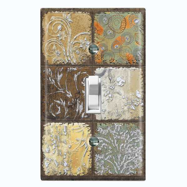 WorldAcc Flower Damask Faded Block Print 1-Gang Toggle Light Switch ...