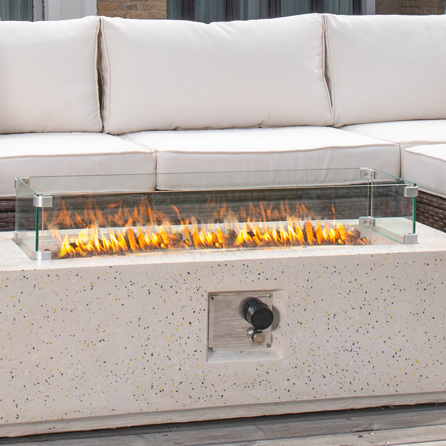 COSIEST Glass Rectangle Fire Pit Flame Guard | Wayfair