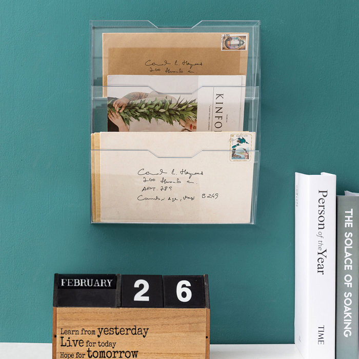 Rebrilliant 3-Tier Wall-Mounted Acrylic Mail Letter Holder | Wayfair