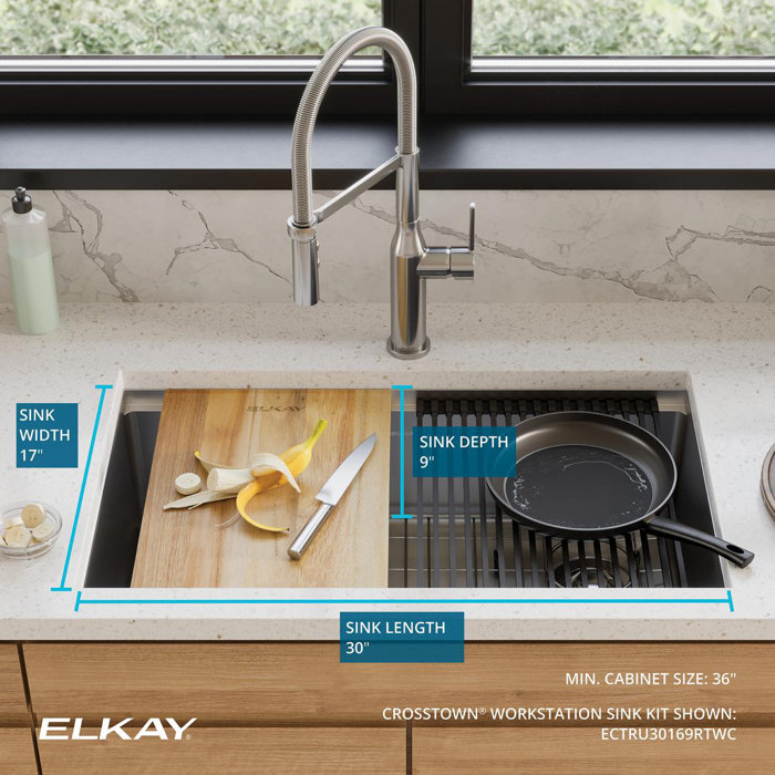 Elkay 18.5'' W Single Bowl Stainless Steel Undermount Kitchen Sink ...