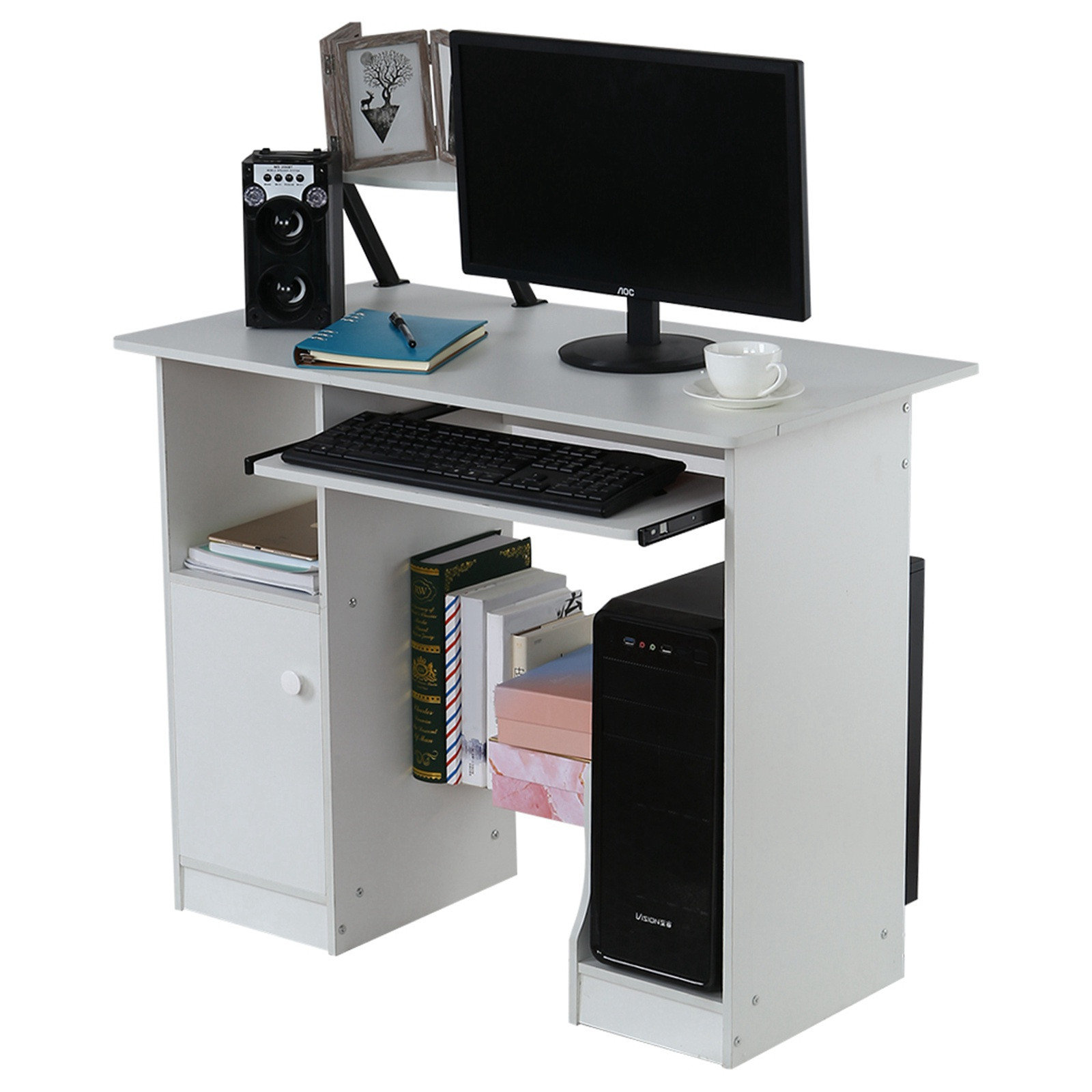 Ebern Designs Home Desktop Computer Desk With Lockers Home Small Desk ...