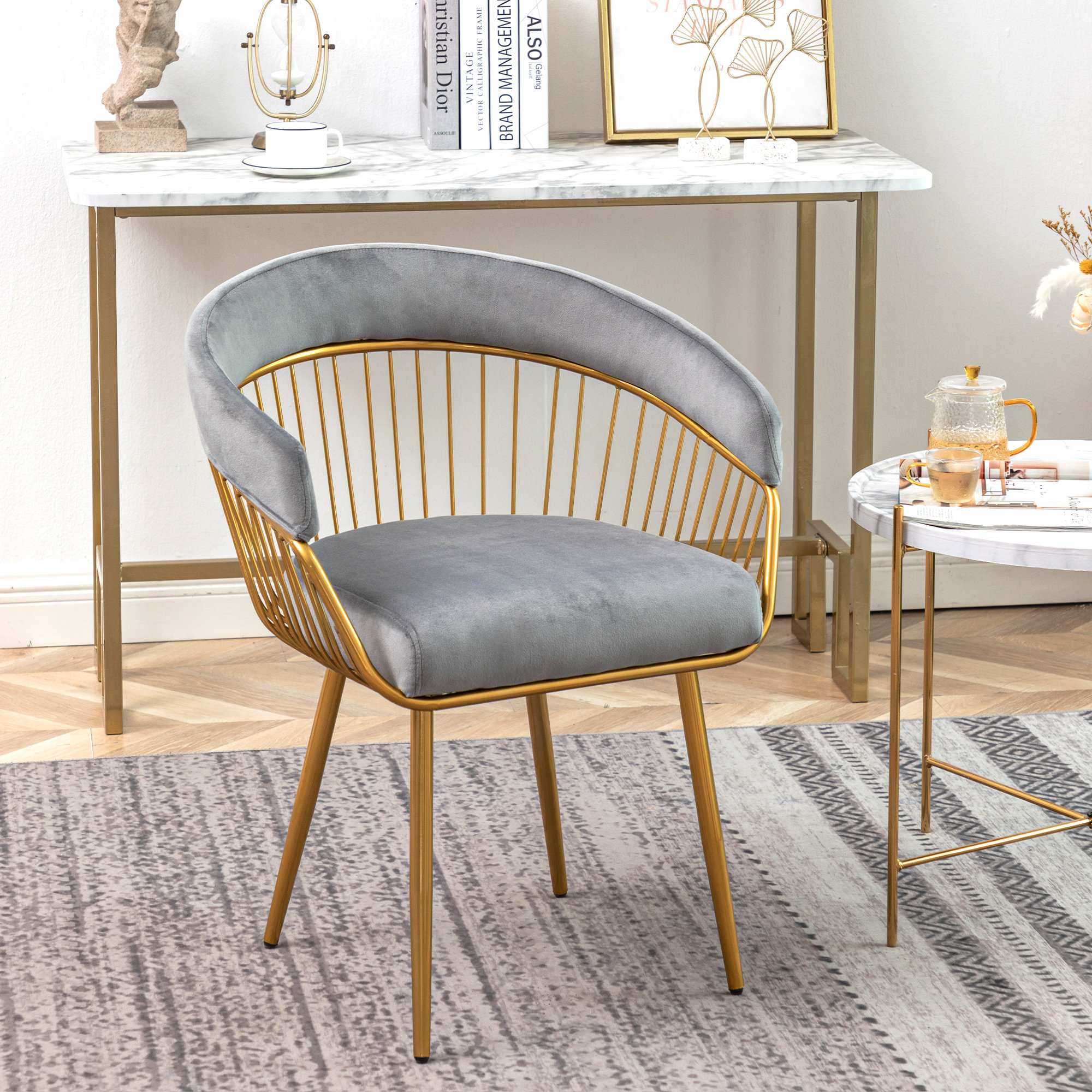 Mercer41 Emaad Leisure Modern Living Dining Room Accent Arm Chairs Club ...