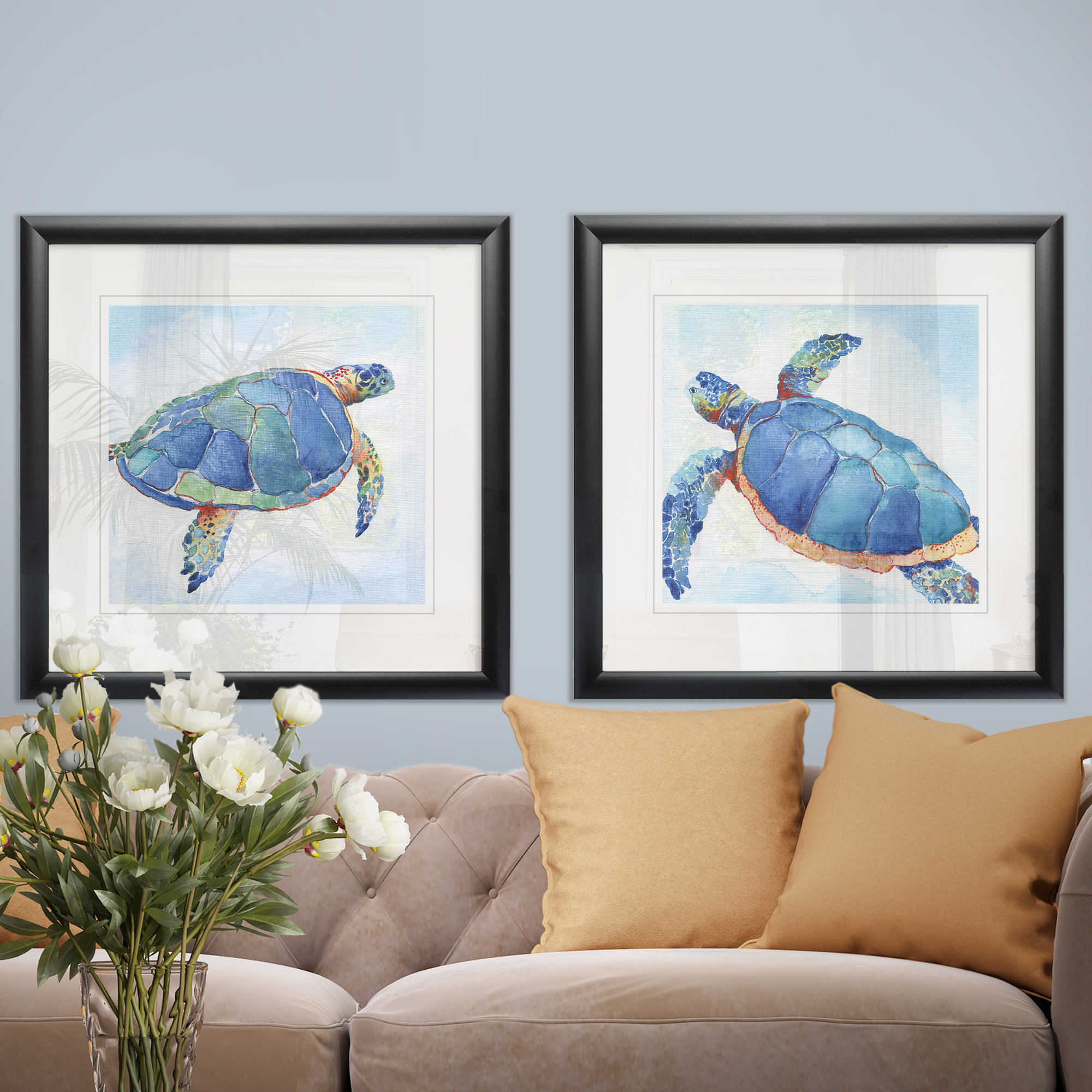 Highland Dunes Galapagos Sea Turtle I - 2 Piece Picture Frame Print ...