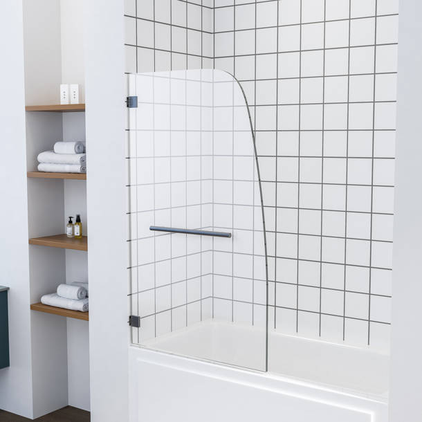 ANZZI Vensea 31.5" W x 58" H Hinged Frameless Tub Door with Tsunami ...