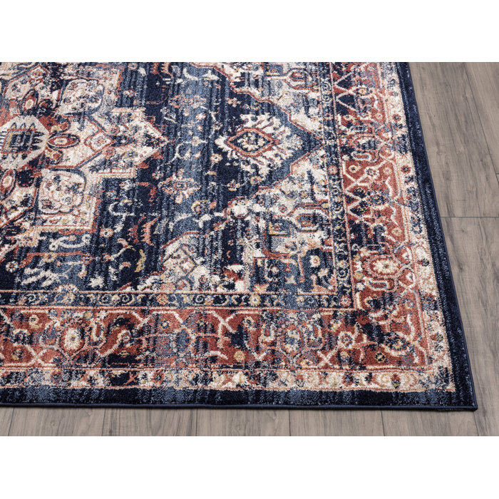 Bungalow Rose Slaboden Performance Navy/Beige Rug & Reviews | Wayfair
