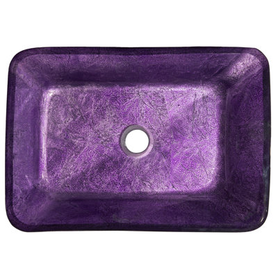EdenBath Eden Bath 13'' Purple Glass Rectangular Vessel Bathroom Sink ...