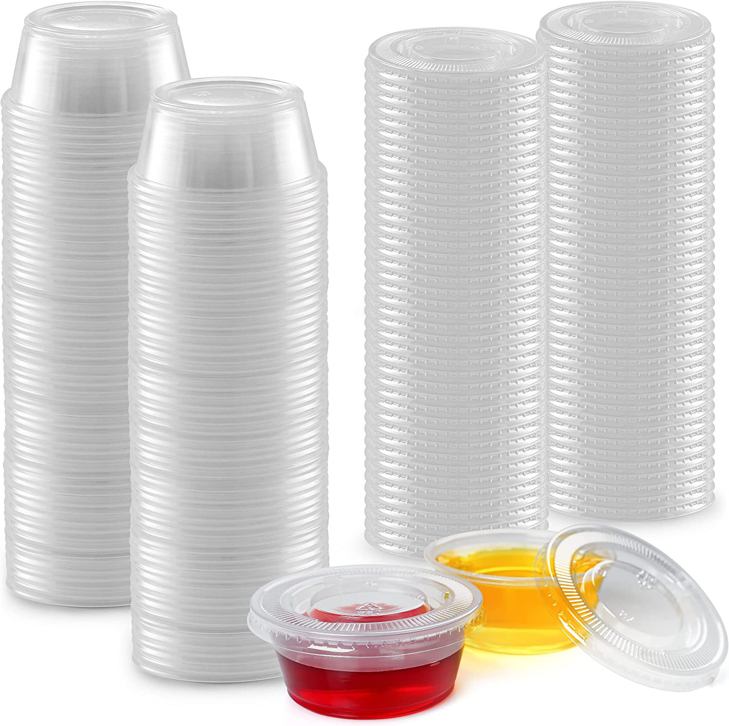 Zulay Kitchen Clear Jello Shot Cups With Lids (3.25 Ounce, 50 Cups ...