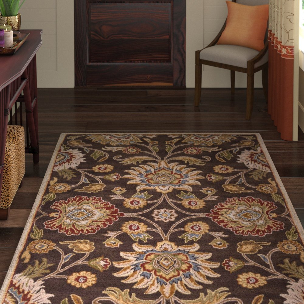 Charlton Home® Camden Oriental Handmade Tufted Wool Dark Brown Area Rug ...