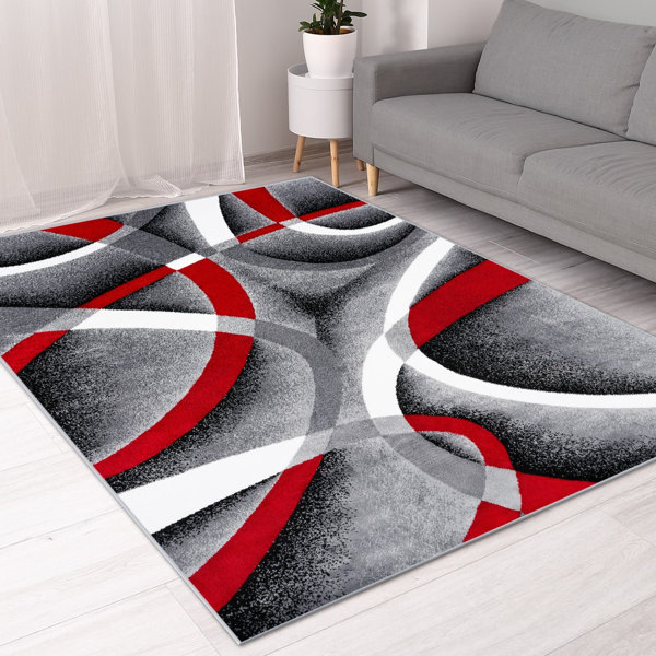 Orren Ellis Cherine Abstract Area Rug in Gray/Red & Reviews | Wayfair