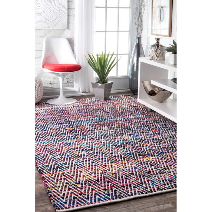 Bungalow Rose Westlake Chevron Handmade Tufted Purple/Green/Pink Area ...