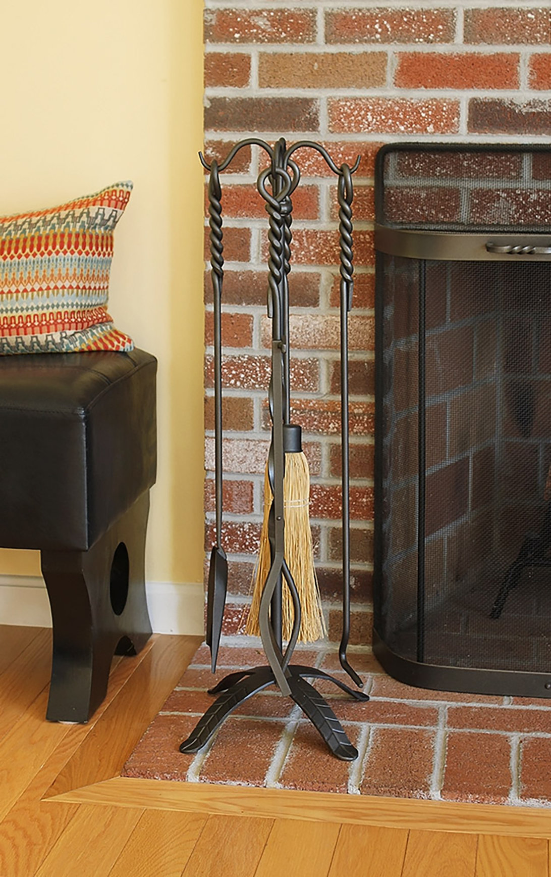 Fleur De Lis Living Zhenya 4 Piece Wrought Iron Fireplace Tool Set ...