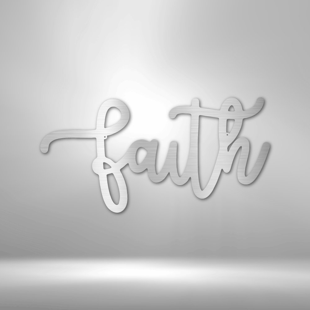 Latitude Run® Faith Script Steel Sign Wall Decor | Wayfair