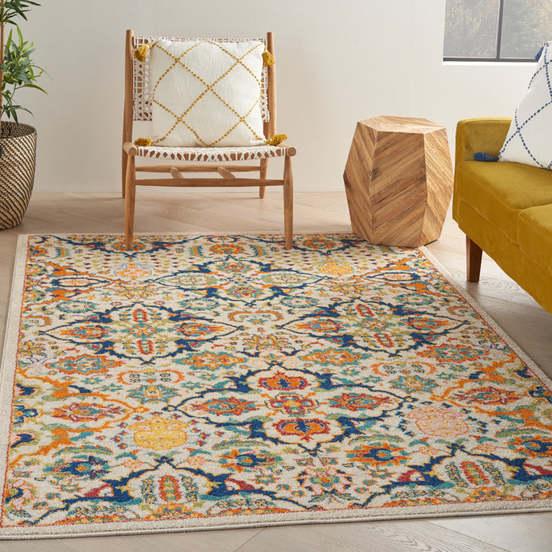 Bungalow Rose Whitingham Oriental Beige/Blue/Orange Area Rug & Reviews ...