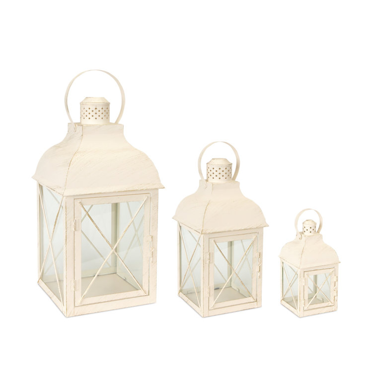 Gracie Oaks 3 Piece Glass Tabletop Lantern Set | Wayfair