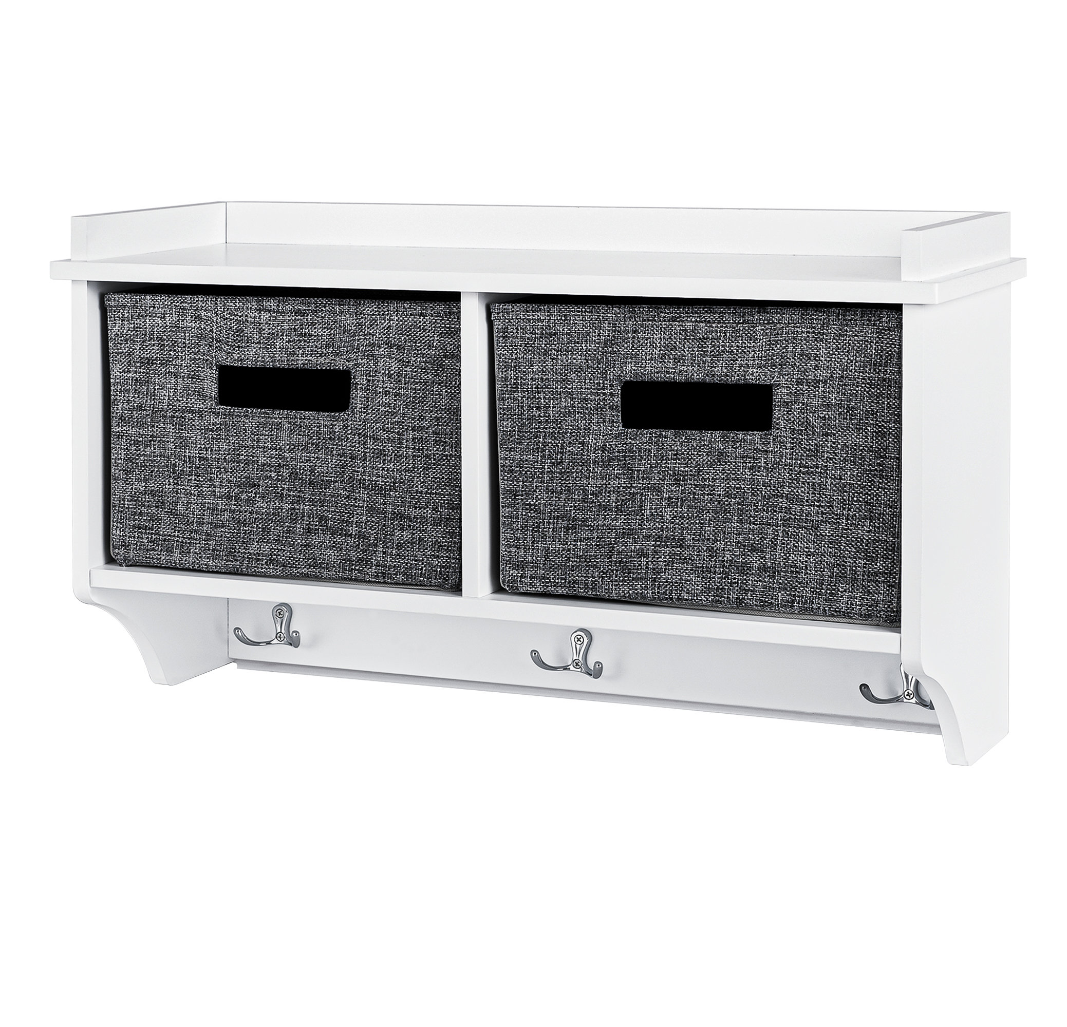 Rosalind Wheeler Tomasi White Wall Mounted Coat Rack With 2 Storage ...