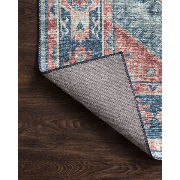 Bungalow Rose Gelo Performance Blue/Rose Rug & Reviews | Wayfair