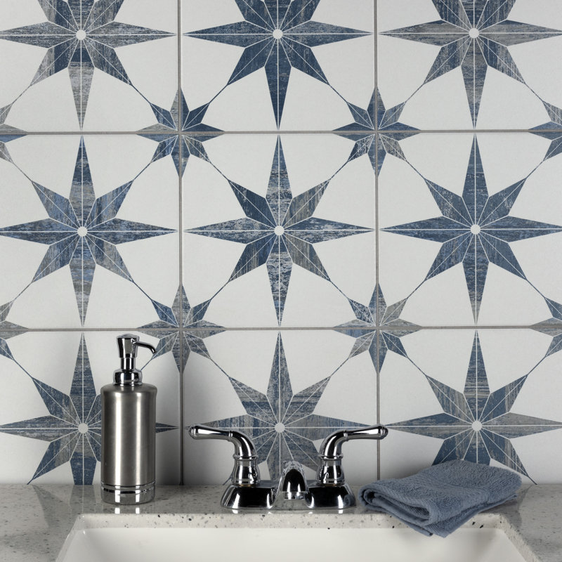 Merola Tile Cassis Stella 10" x 10" Porcelain Patterned Wall & Floor ...