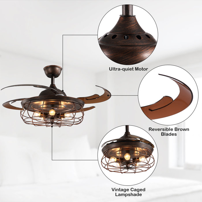 Williston Forge Caronni 48'' Retractable Blades Ceiling Fan with Remote ...