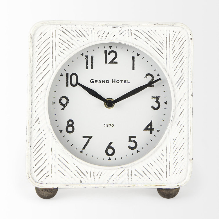 August Grove® Analog Metal Quartz Tabletop Clock | Wayfair