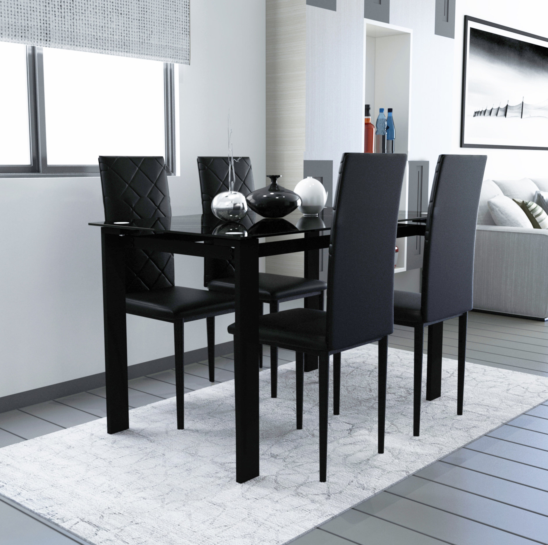 Latitude Run® Diamond Shaped Dining Table And Chair Set Of 4 | Wayfair
