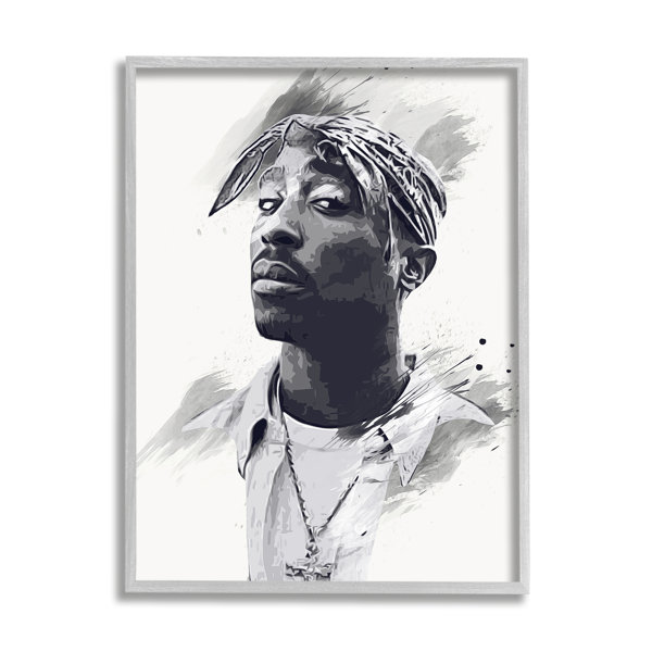 Red Barrel Studio® Tupac Modern Portrait Abstract Pattern Black White ...