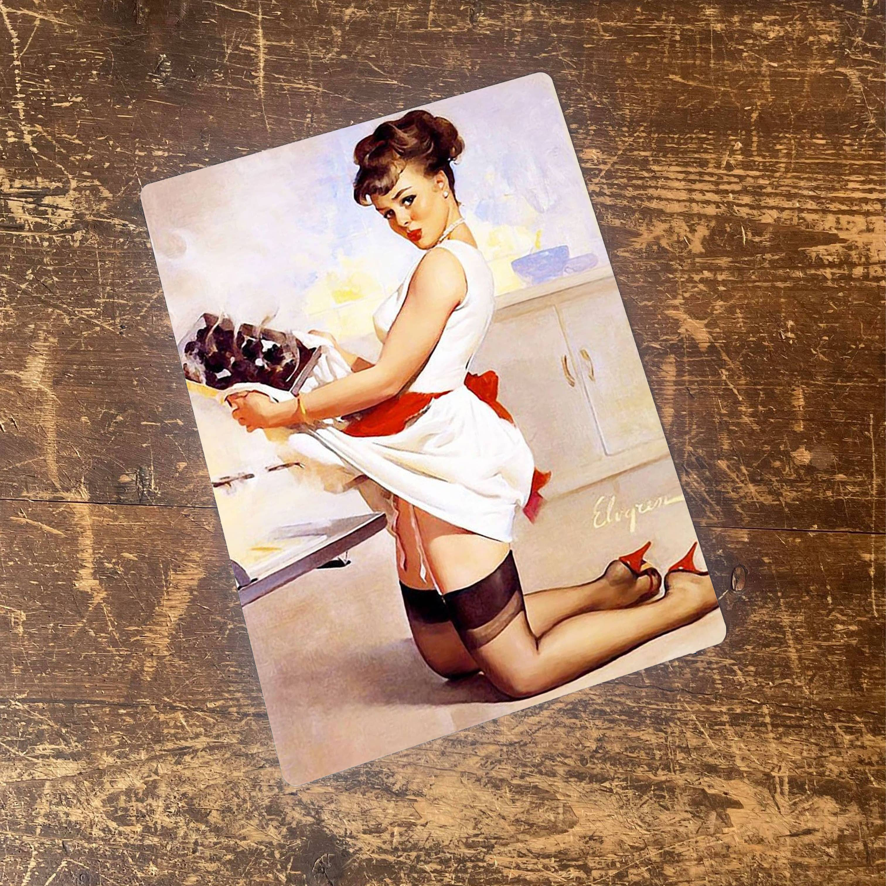 British Metal Sign Conpany Pinup Girl Oven Kitchen ChefMetal Pin Up Girl Wall Sign | Wayfair.co.uk
