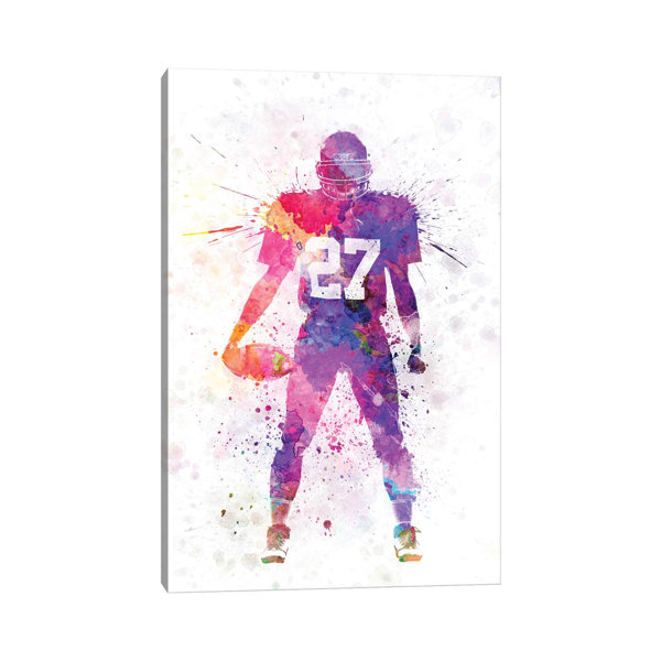 Latitude Run American Football Player by - Wrapped Canvas Graphic Art ...